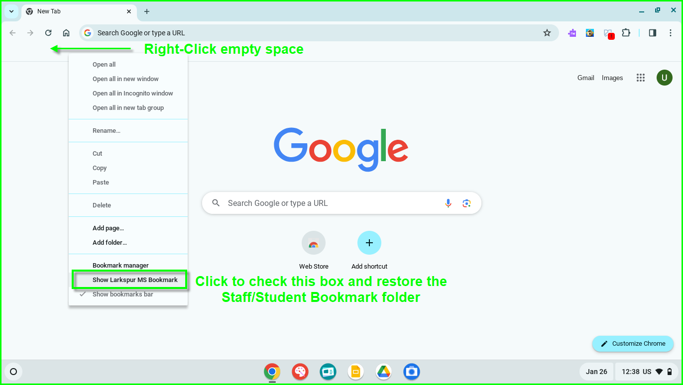 Chrome Bookmark Troubleshooting and Managed Bookmark Change Requests